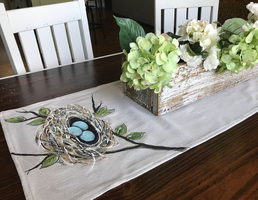 Table Runner, Robin's Nest, Robin's Eggs, Robin Blue, Spring, Summer ...
