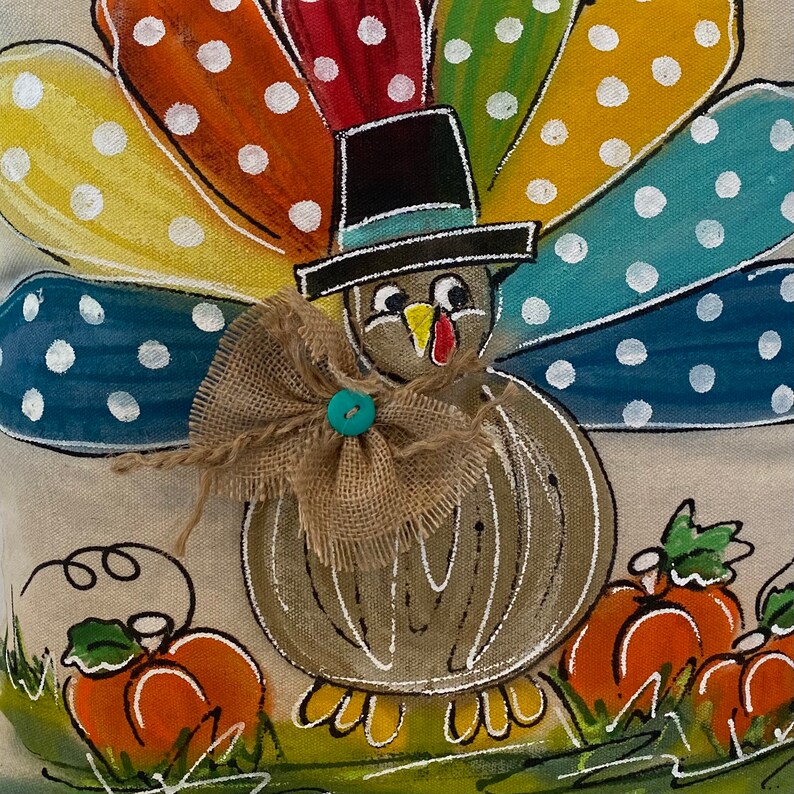 Turkey Colorful Polka-dot Fall Pillows Thanksgiving | Etsy