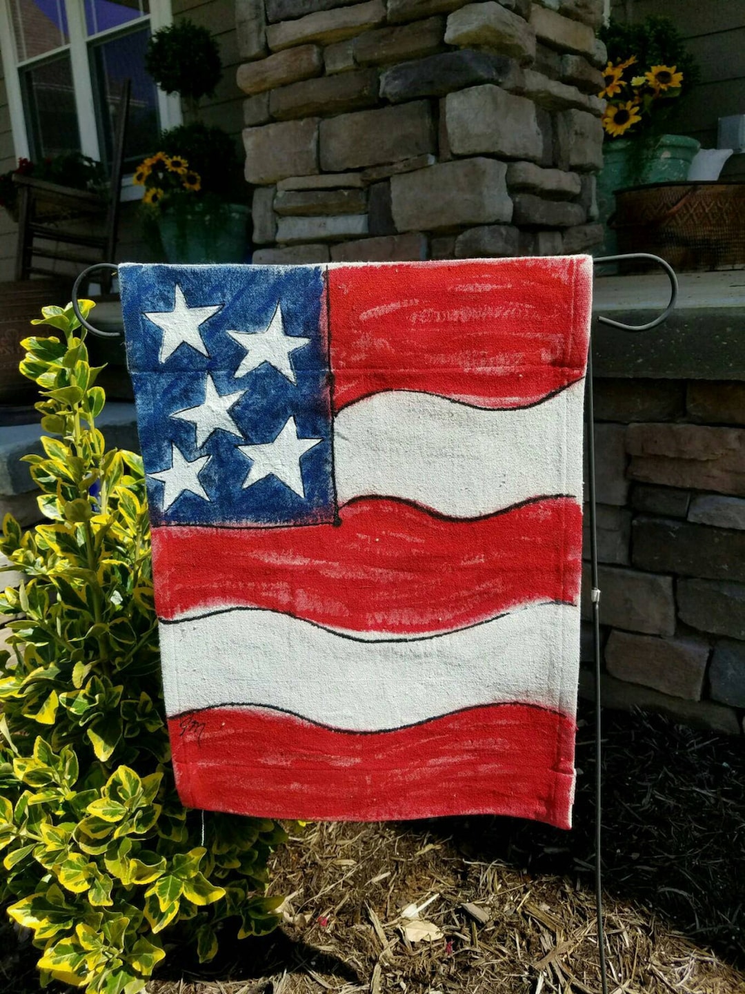 American Flag, Hand-painted, USA, Fourth of July, Stars and Stripes ...
