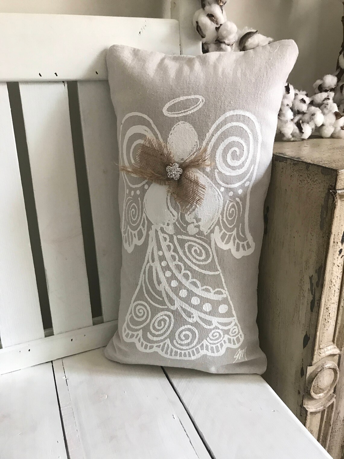 Angel Pillow, Hand-painted, Handmade, Pillow Cover - Etsy