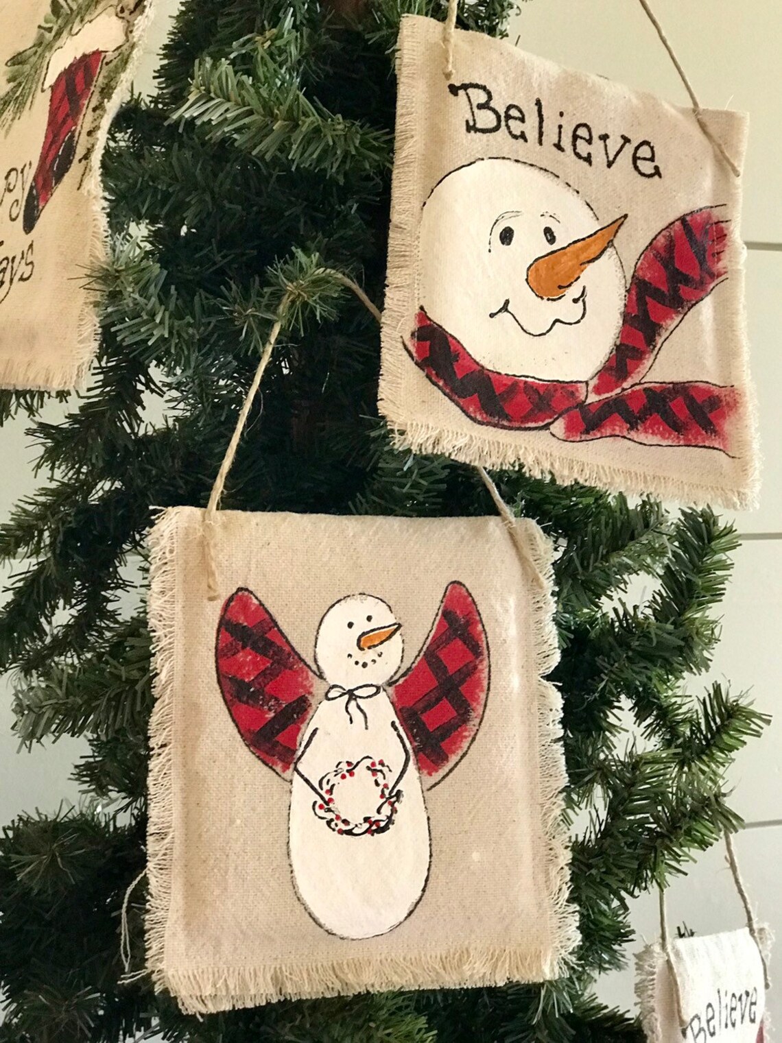 Snowman Ornaments Reindeer Christmas Stocking Red and - Etsy