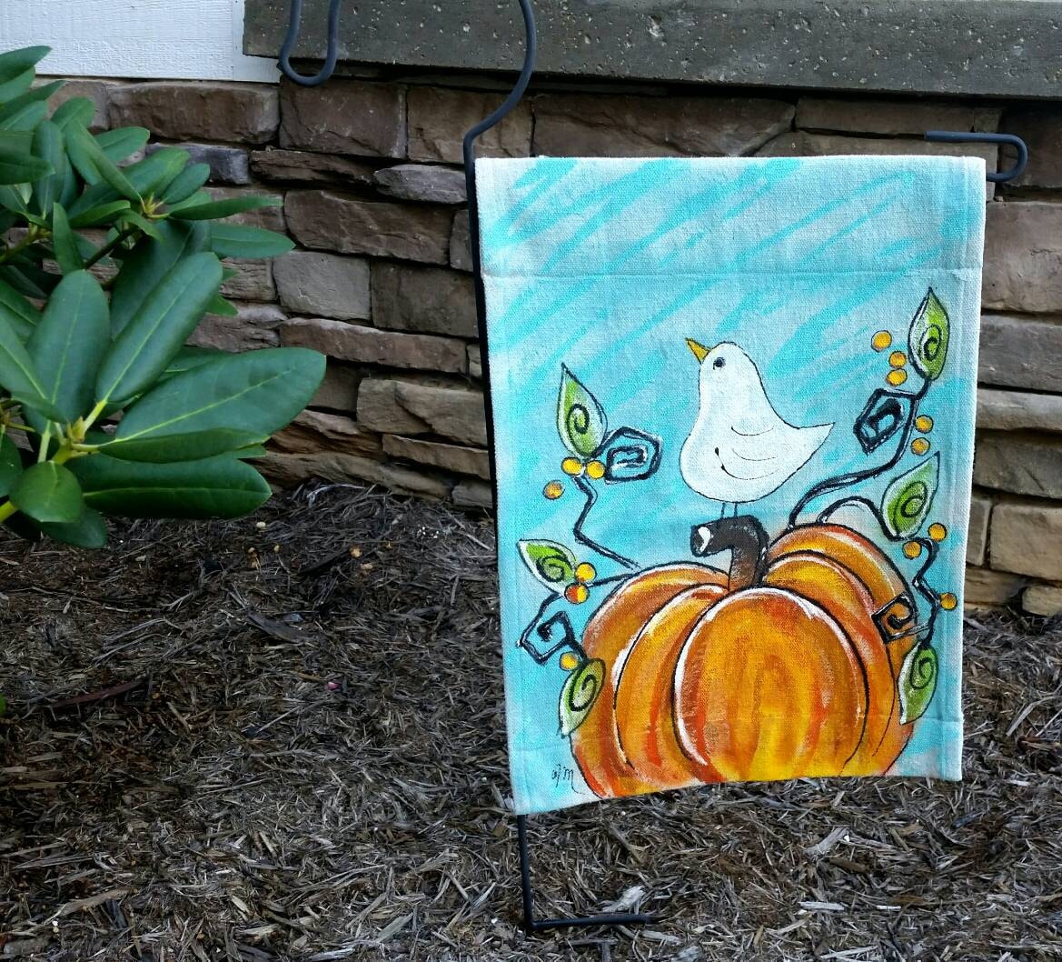Pumpkin Yard Decorations Hand-painted Flags Fall Holiday | Etsy