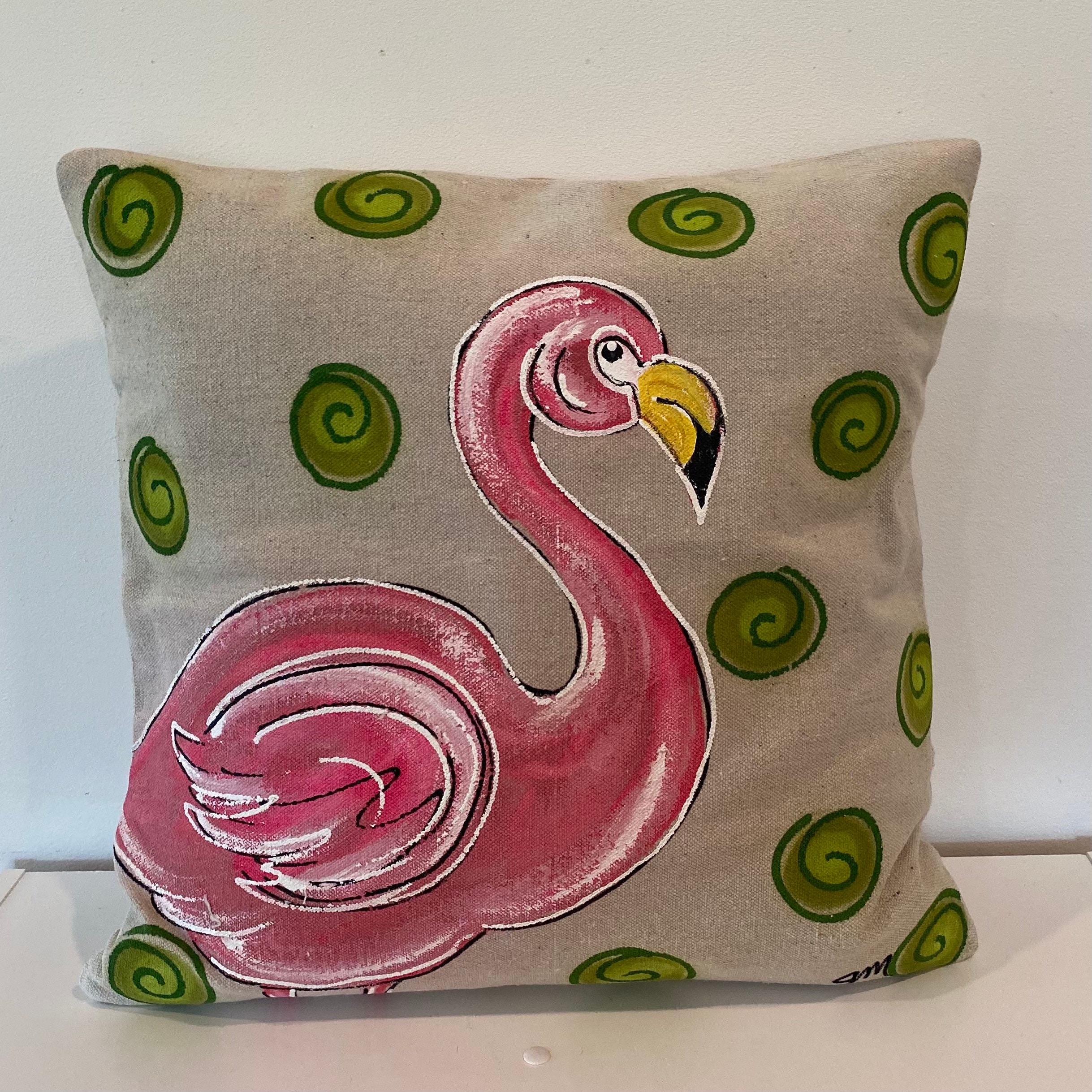 Polka-dot Flamingos Bright Pink and Orange Hand-painted | Etsy