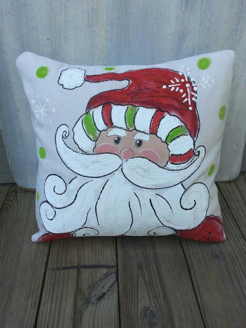 Whimsical Santa Hand-painted Handmade Pillow Cover - Etsy