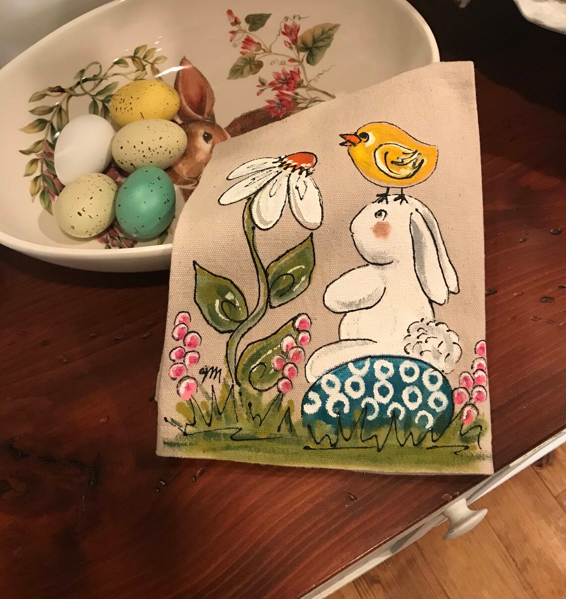 Easter Dish Towel Easter Tea Towel Bunny Hand Towel Easter | Etsy