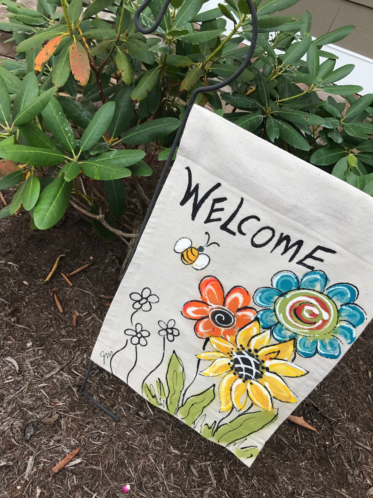 Welcome Sign Hand-painted Flags Flower Garden Decor - Etsy