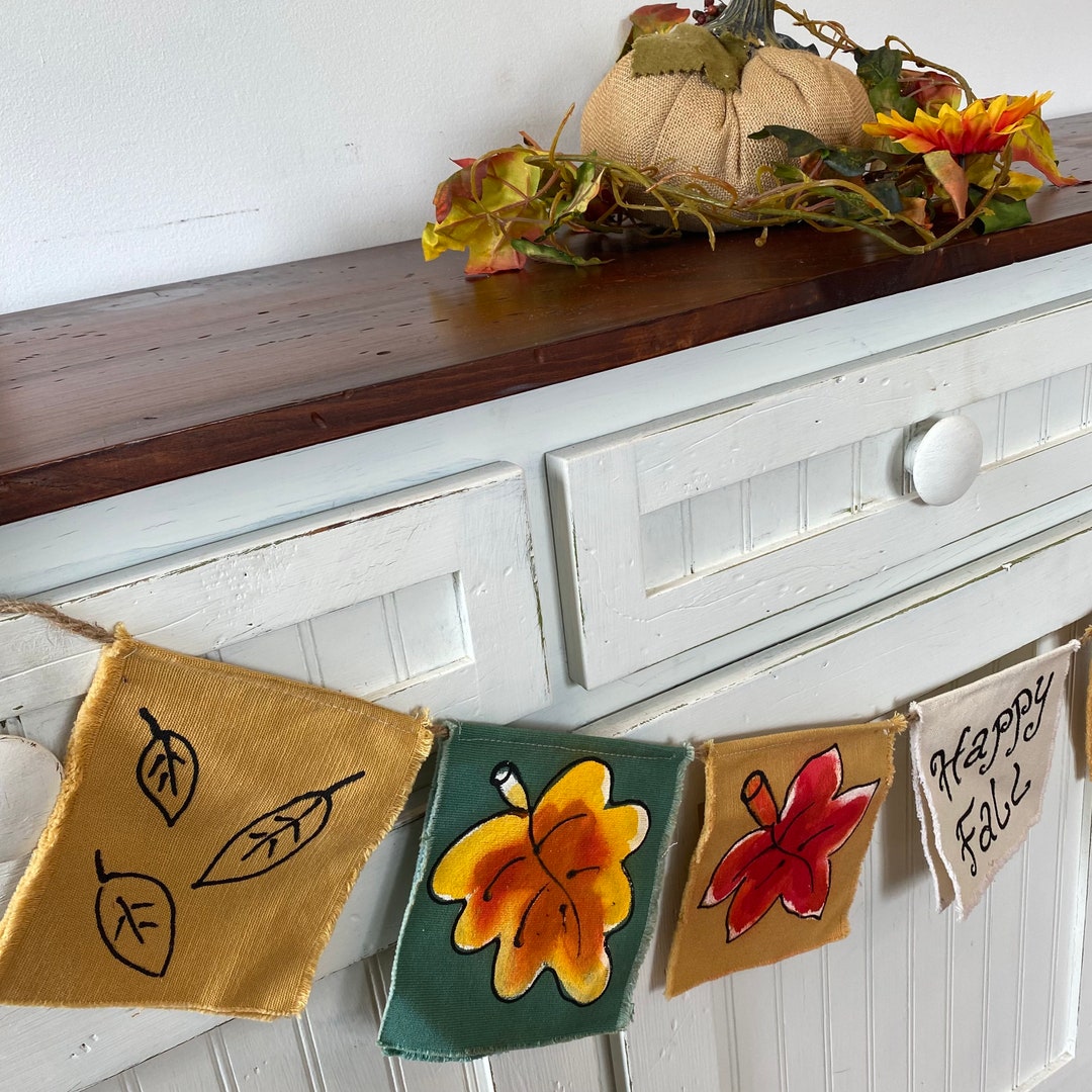 Warm Colors of Fall Leaves Hand-painted Banner - Etsy