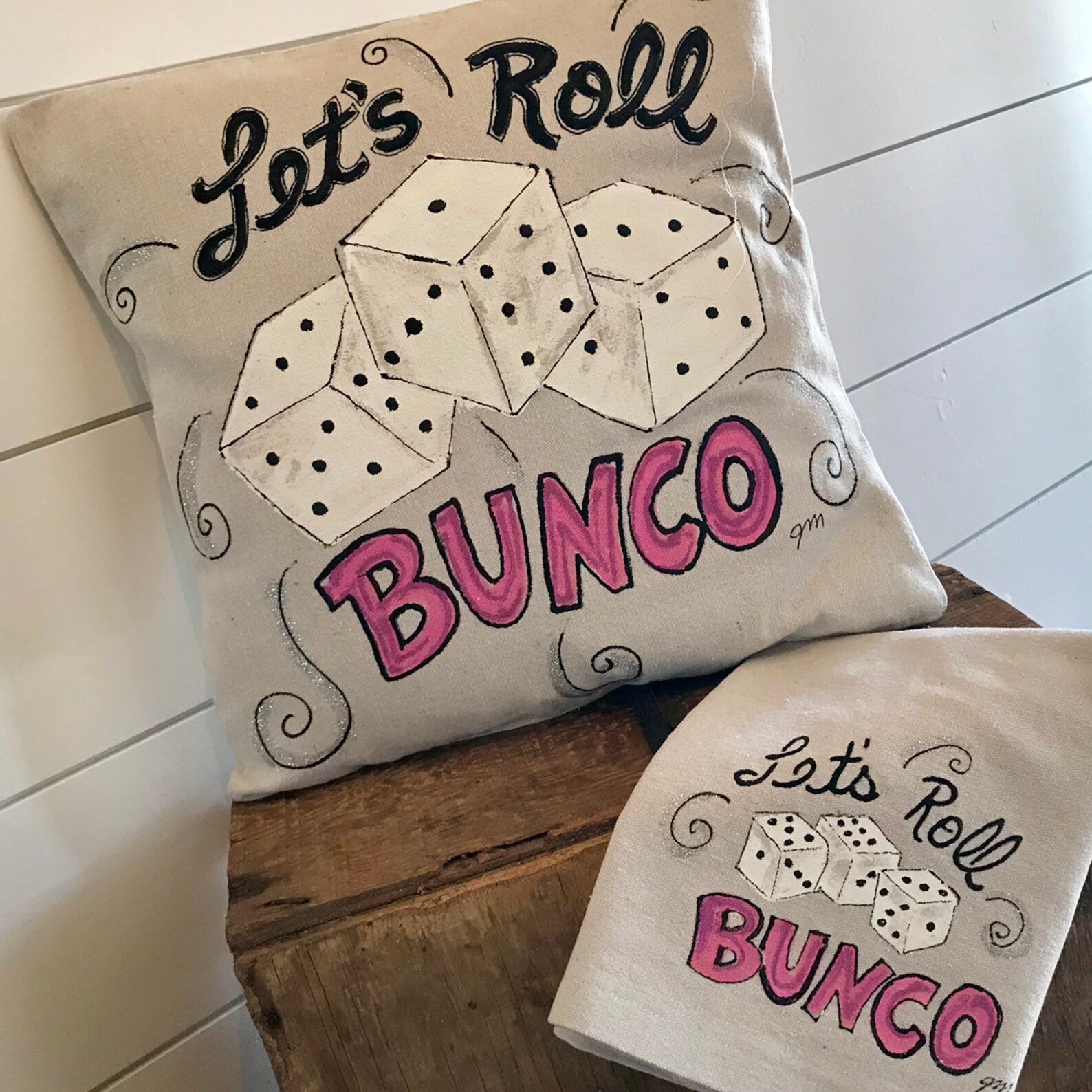 Bunco Gift Pillow Cover, Bunco Hand Towel, Hand-painted, Bunco Gifts - Etsy