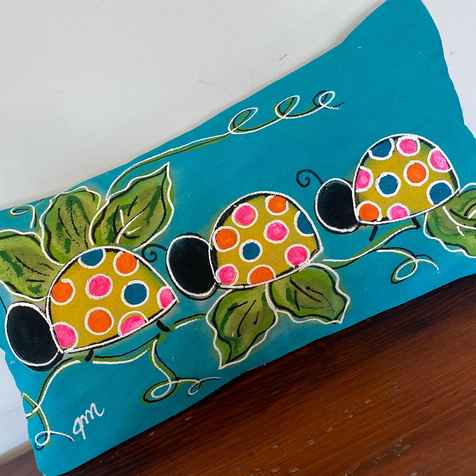 Bright Polk Dots Ladybug Hand-painted Lumber Pillow Cover - Etsy