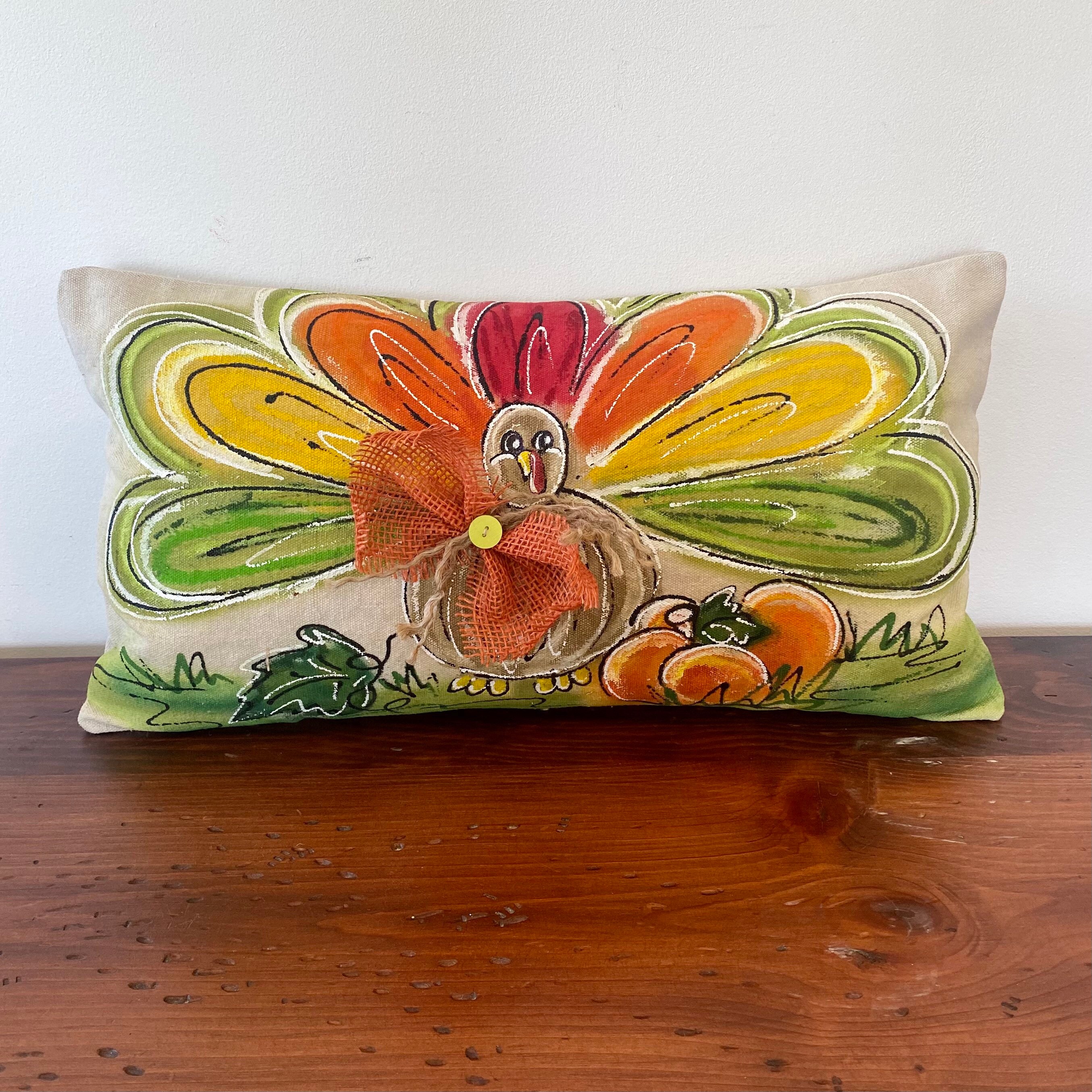 Fall Turkey Green Gold Red Turkey Hat Hand Painted Handmade | Etsy