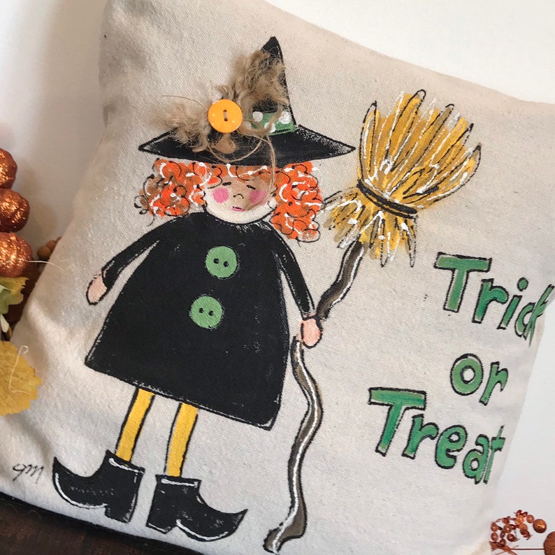 Hand-painted Witch, Fall Decor, Fall Seasonal Decorations, Trick or ...