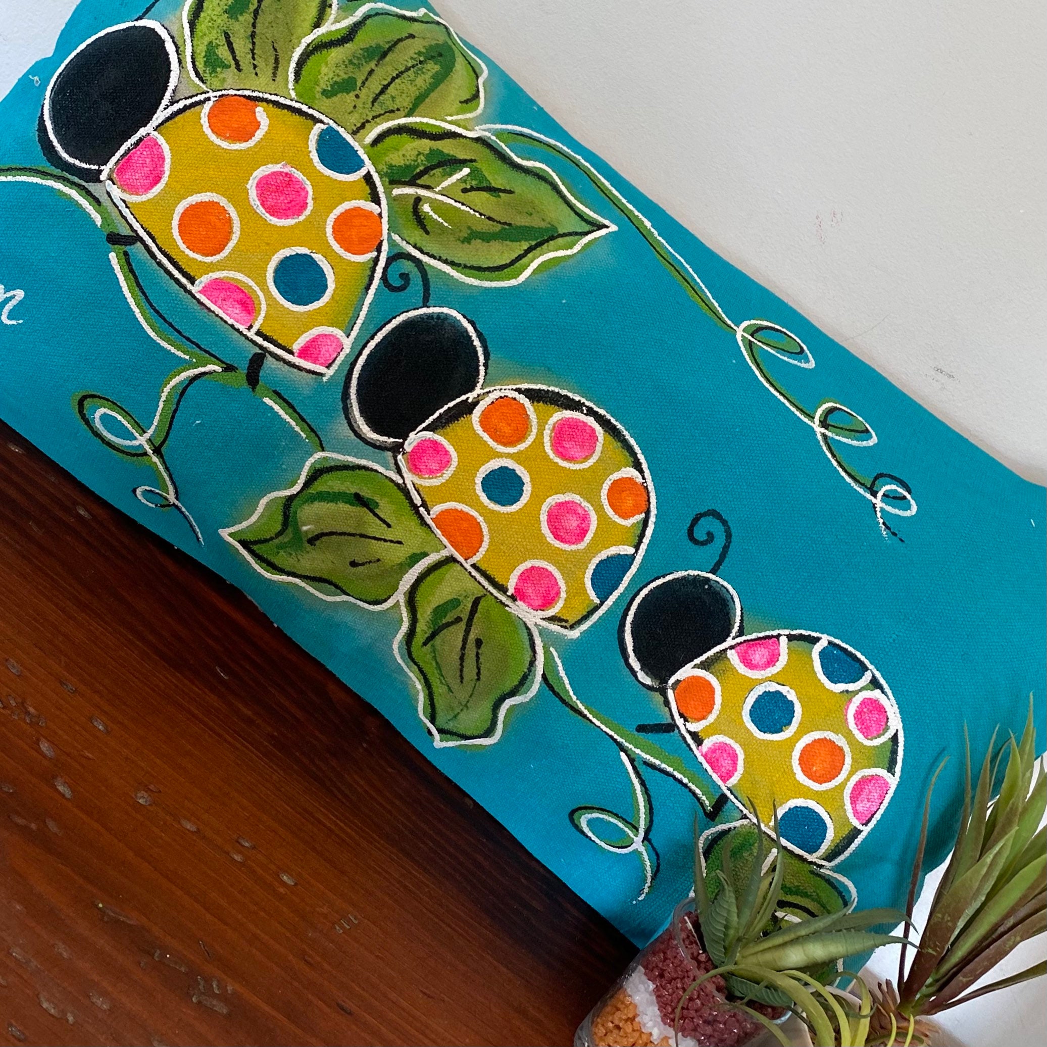 Bright Polk Dots Ladybug Hand-painted Lumber Pillow Cover - Etsy
