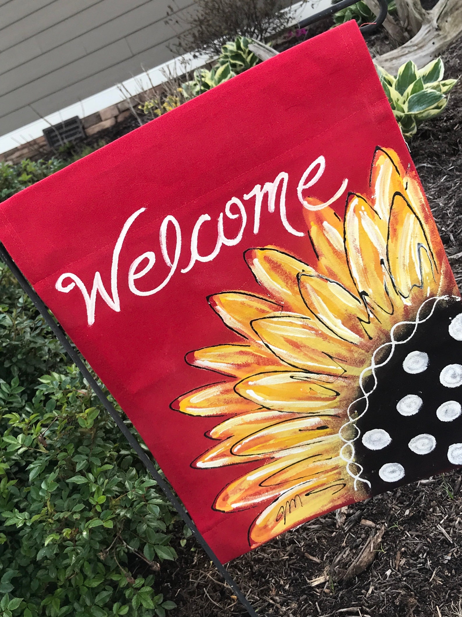 Sunflower Flag Hand-painted Welcome Sign Door Hangers Red - Etsy