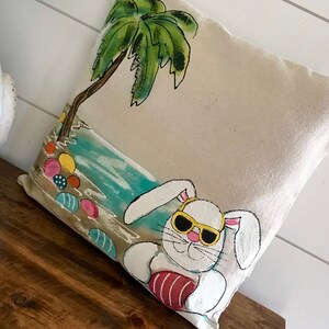 Palm Tree With Easter Eggs and Bunny Hand-painted Handmade - Etsy