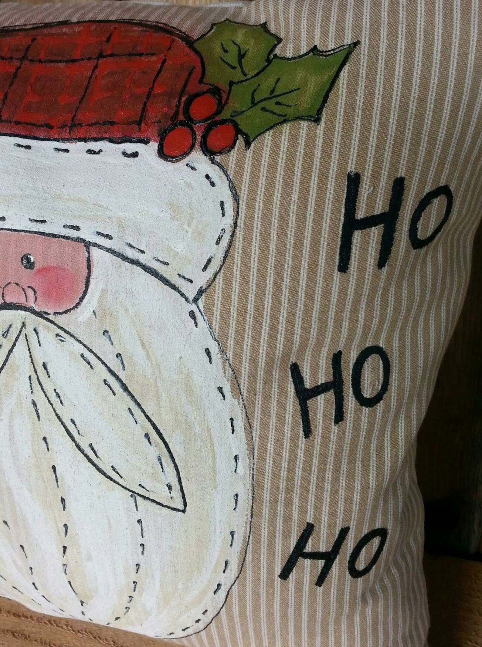Country Santa Claus Hand-painted Pillow Farmhouse Rustic - Etsy