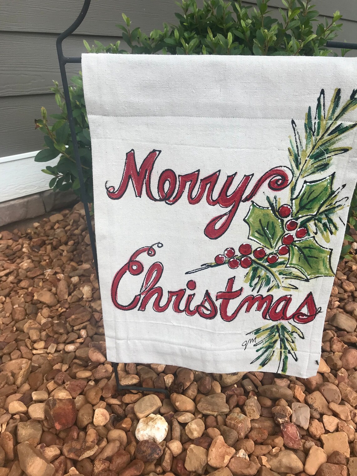 Merry Christmas Flag, Hand-painted Signs, Garden Flag, Christmas Decor ...