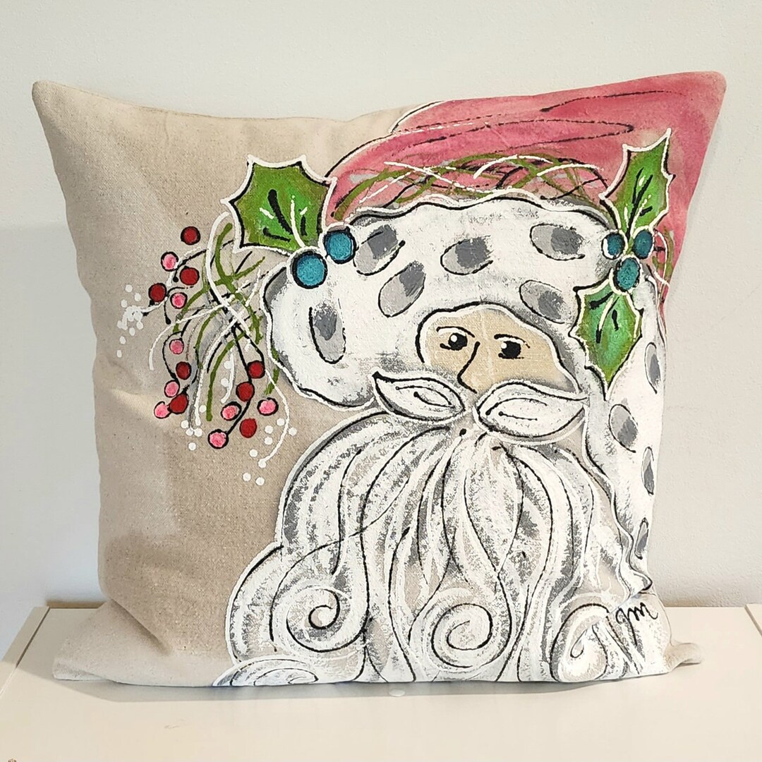 Pink St. Nicholas Hand Painted Pillow Cover - Etsy