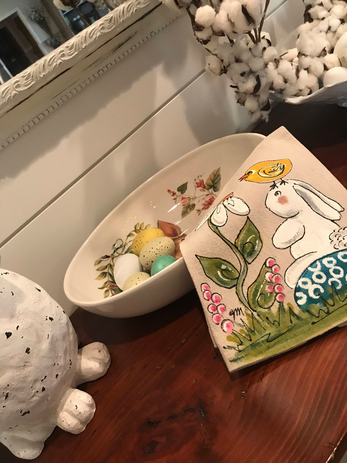 Easter Dish Towel Easter Tea Towel Bunny Hand Towel Easter | Etsy