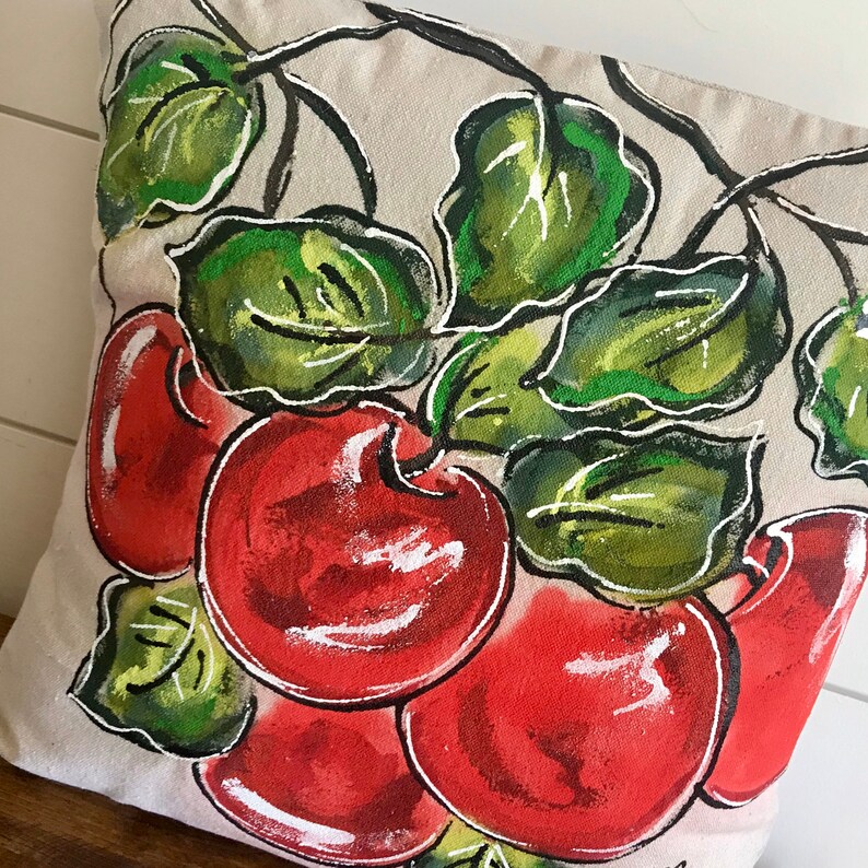 Red Apples Pillow, Hand-painted, Handmade, Pillow Cover - Etsy