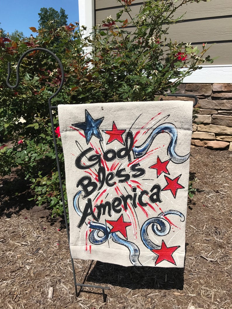 God Bless America Flag Hand-painted Flags Party Supplies | Etsy