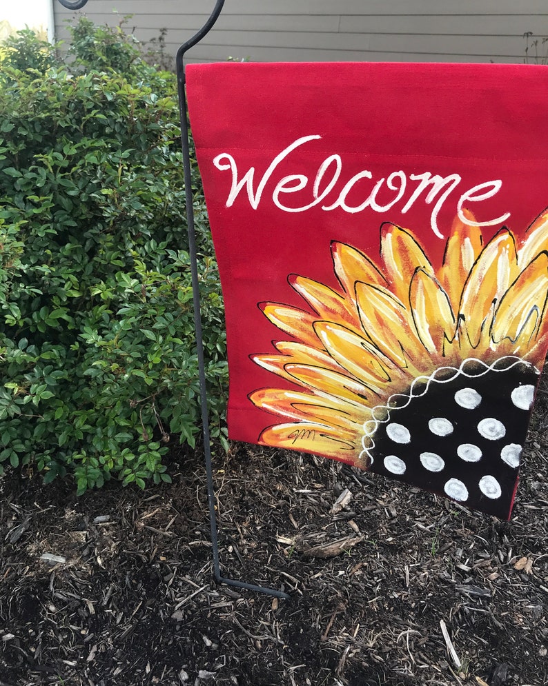 Sunflower Flag Hand-painted Welcome Sign Door Hangers Red - Etsy