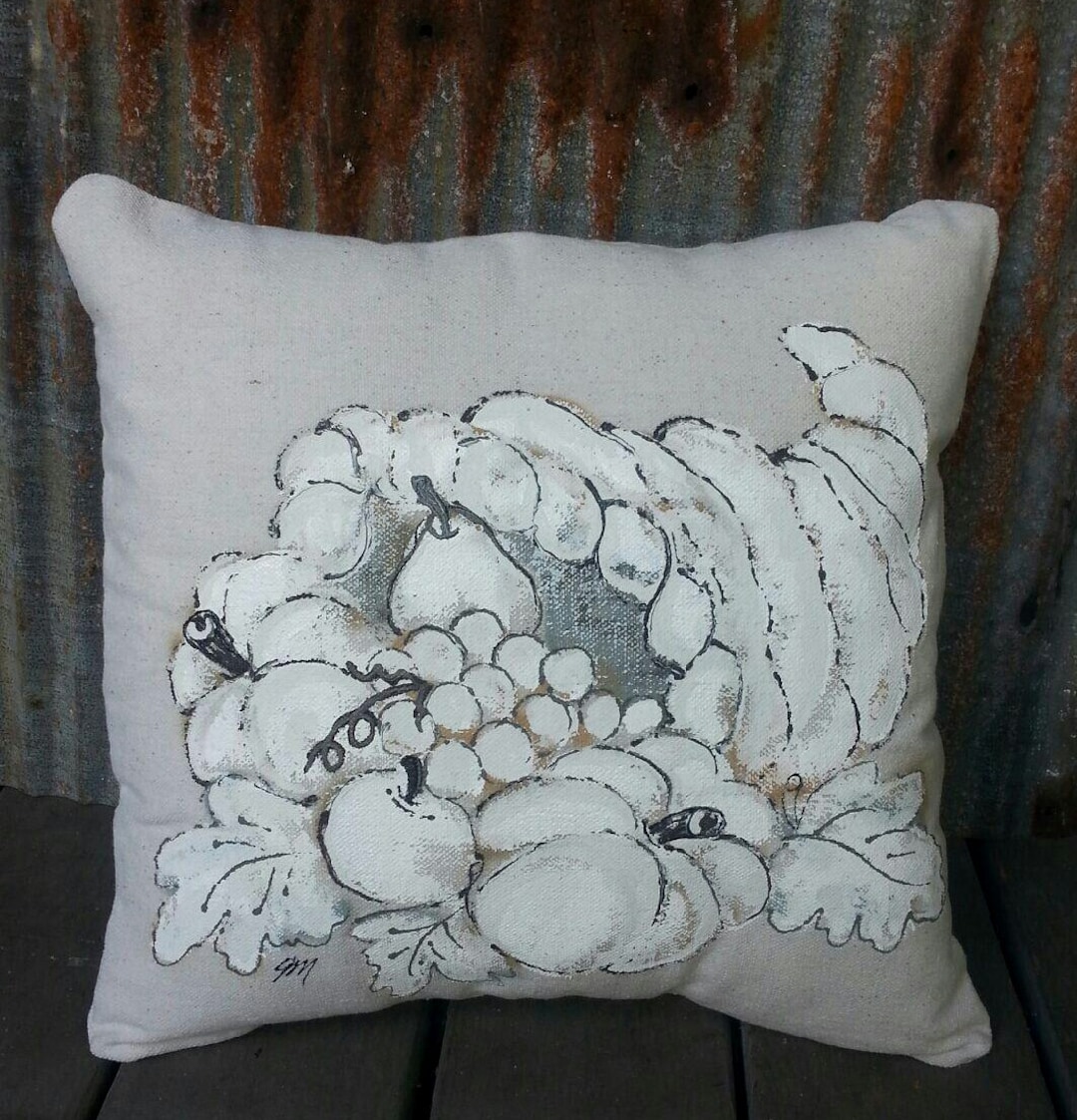 White, Cornucopia, Fall Leaves, Cottage, Farmhouse, Burlap and ...