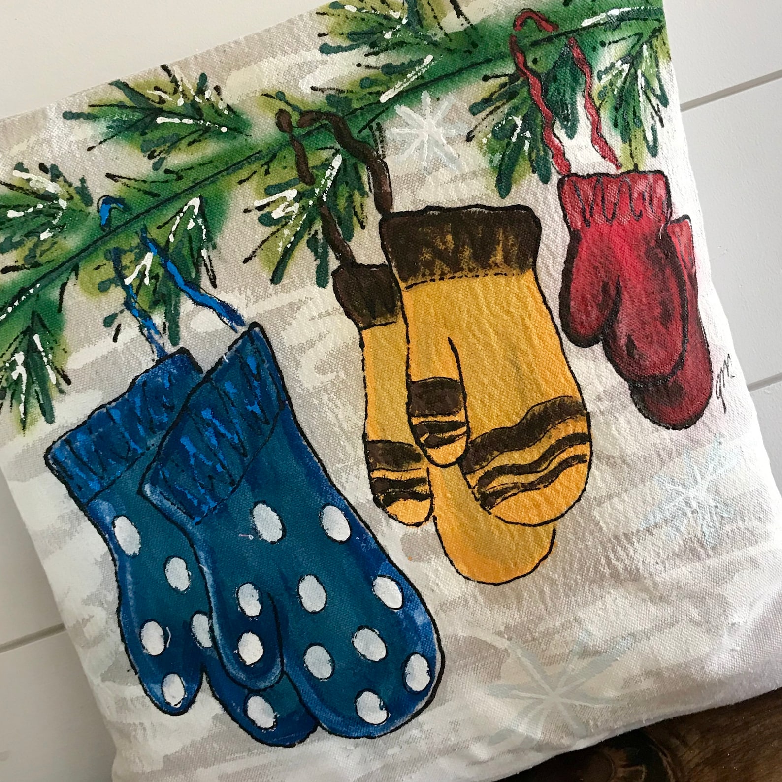 Snowman Mittens Mug Hand-painted Pillow Covers - Etsy