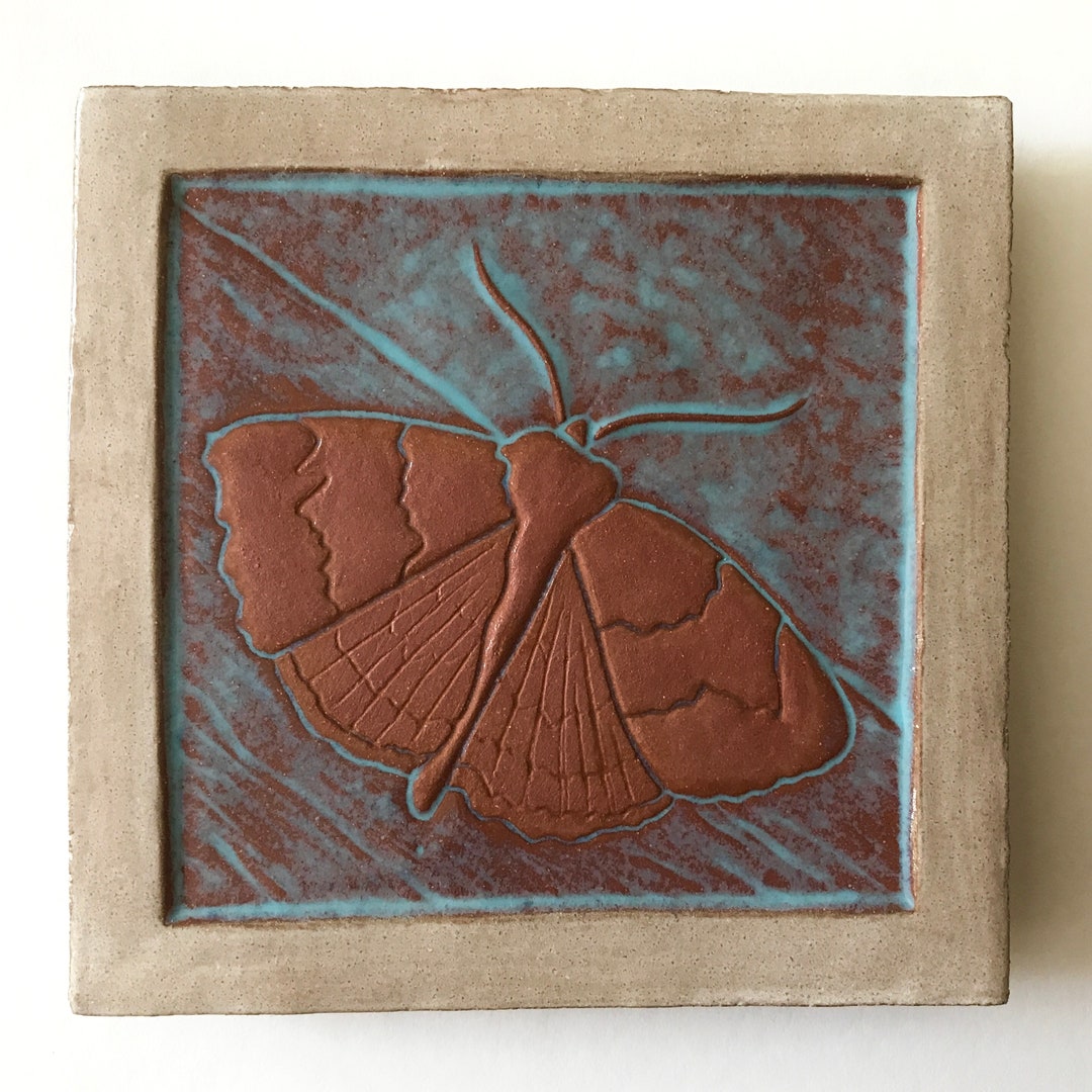 Handmade Ceramic Art Tile: Moth, 4x4 - Etsy