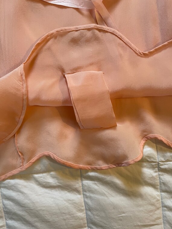 1920's Belding's Silk Crepe Iris Embroidered Peach Fl… - Gem