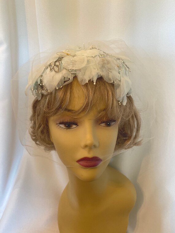 1980s blue sequin fascinator - Gem