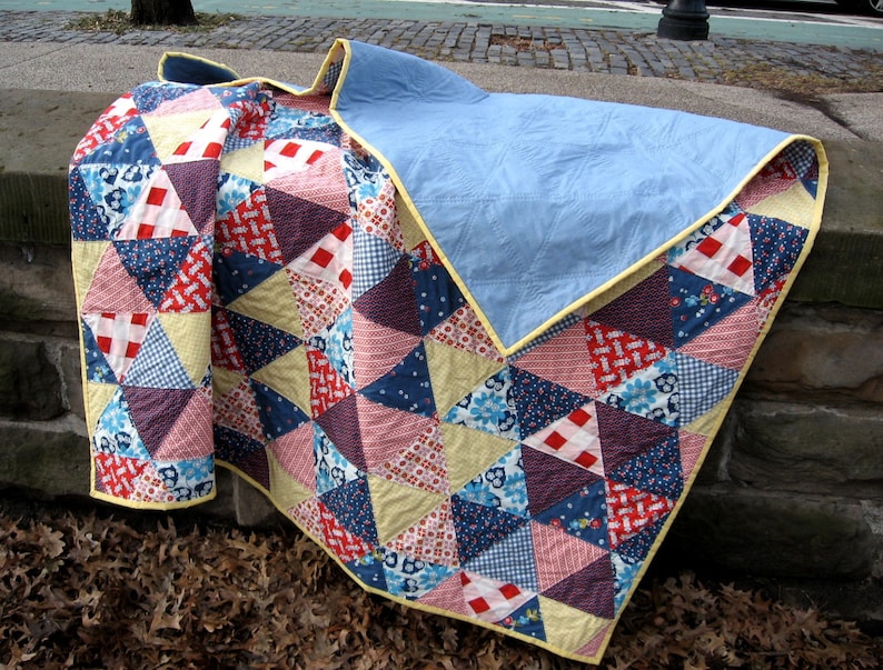 Red Blue & Yellow Quilt - Etsy Australia
