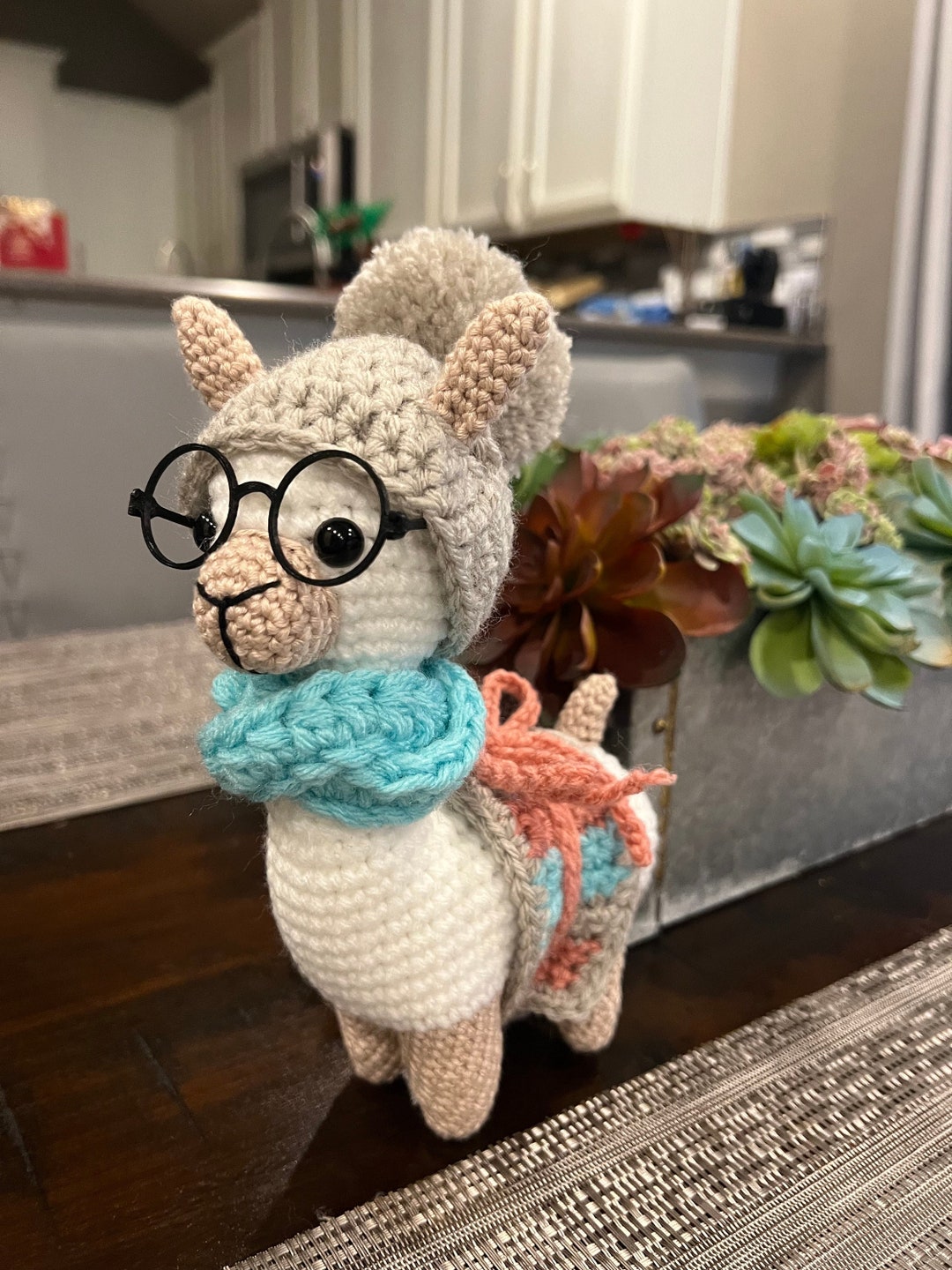 Hipster Llama Crochet Doll, Hipster Llama Amigurumi Doll, Handmade 8.5 ...