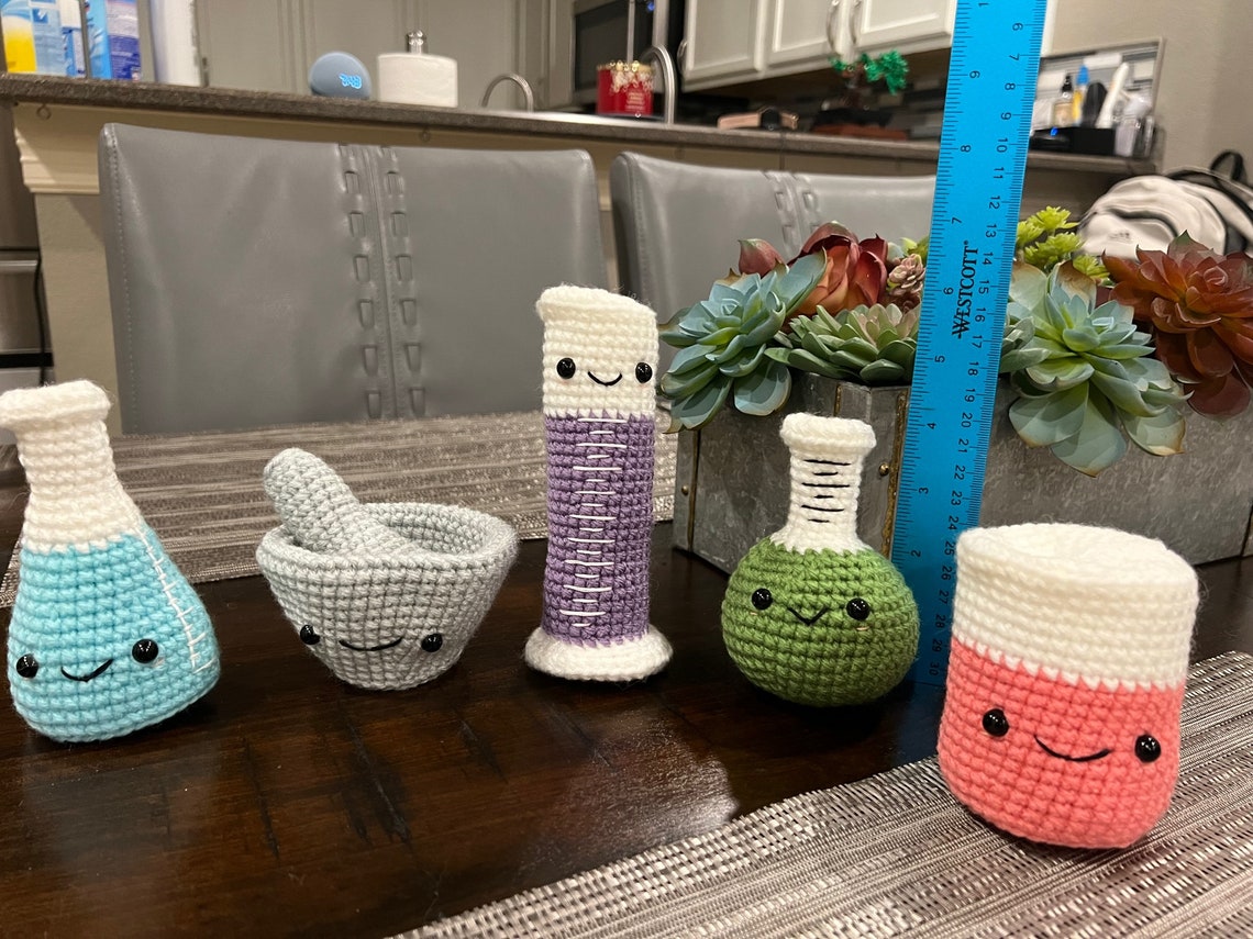 Crochet Chemistry Set, Amigurumi Chemistry Set, Handmade 5-piece ...