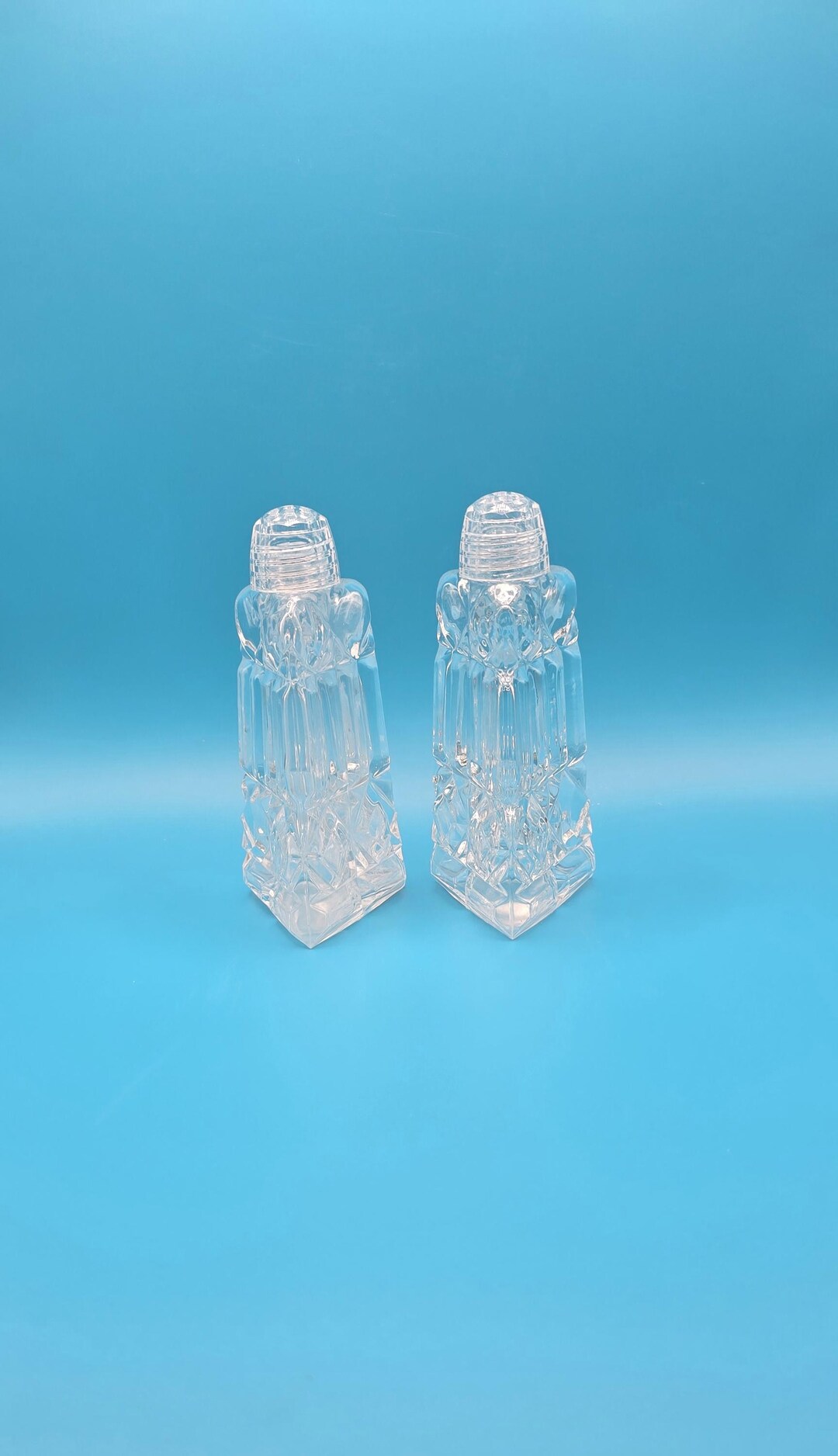 Pre 1960's Tall Cut Glass Triangle Salt and Pepper Shakers Art Deco - Etsy