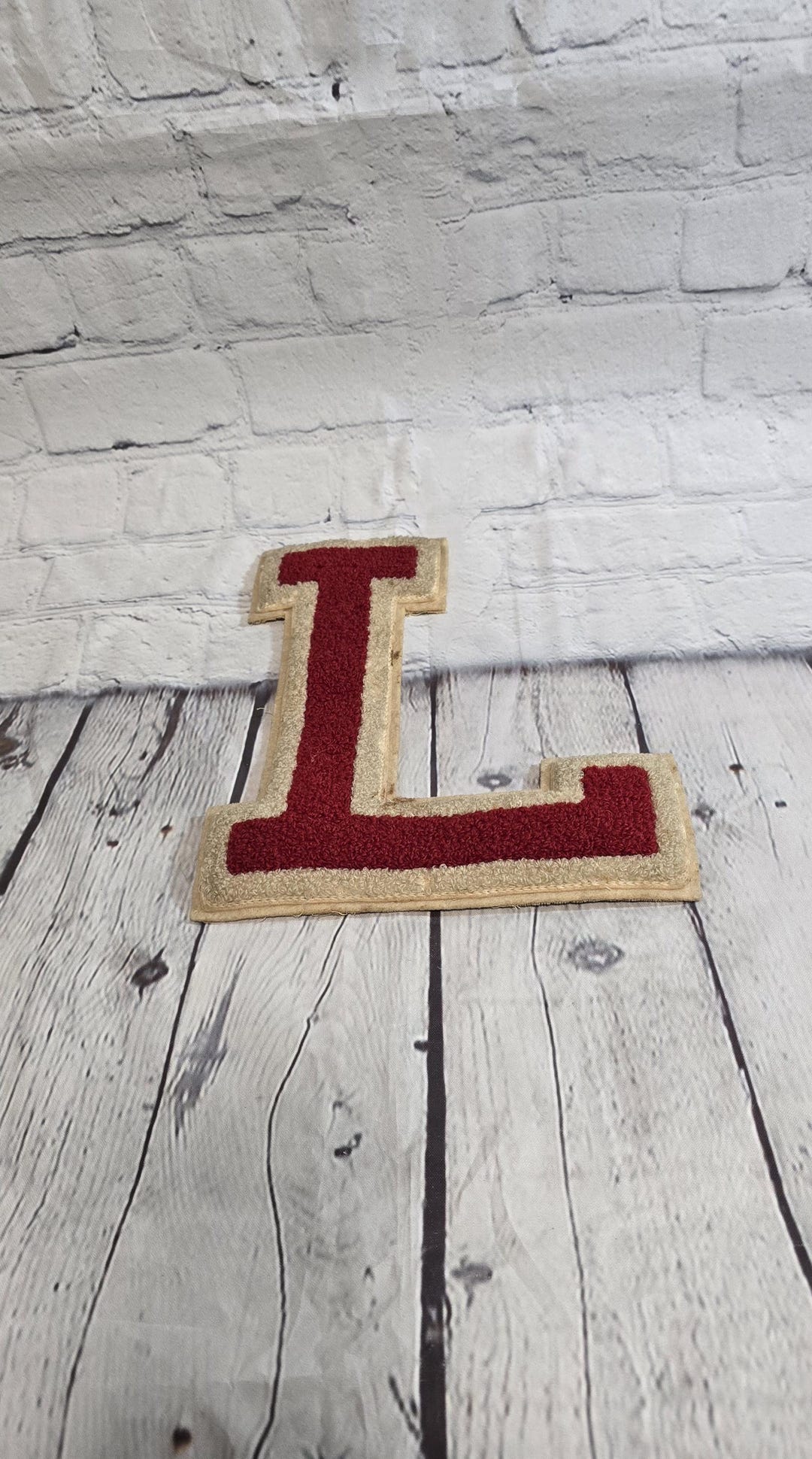 1950's Varsity Letter "l" Red and White Chenille Made by Baldwin 8.5 X ...