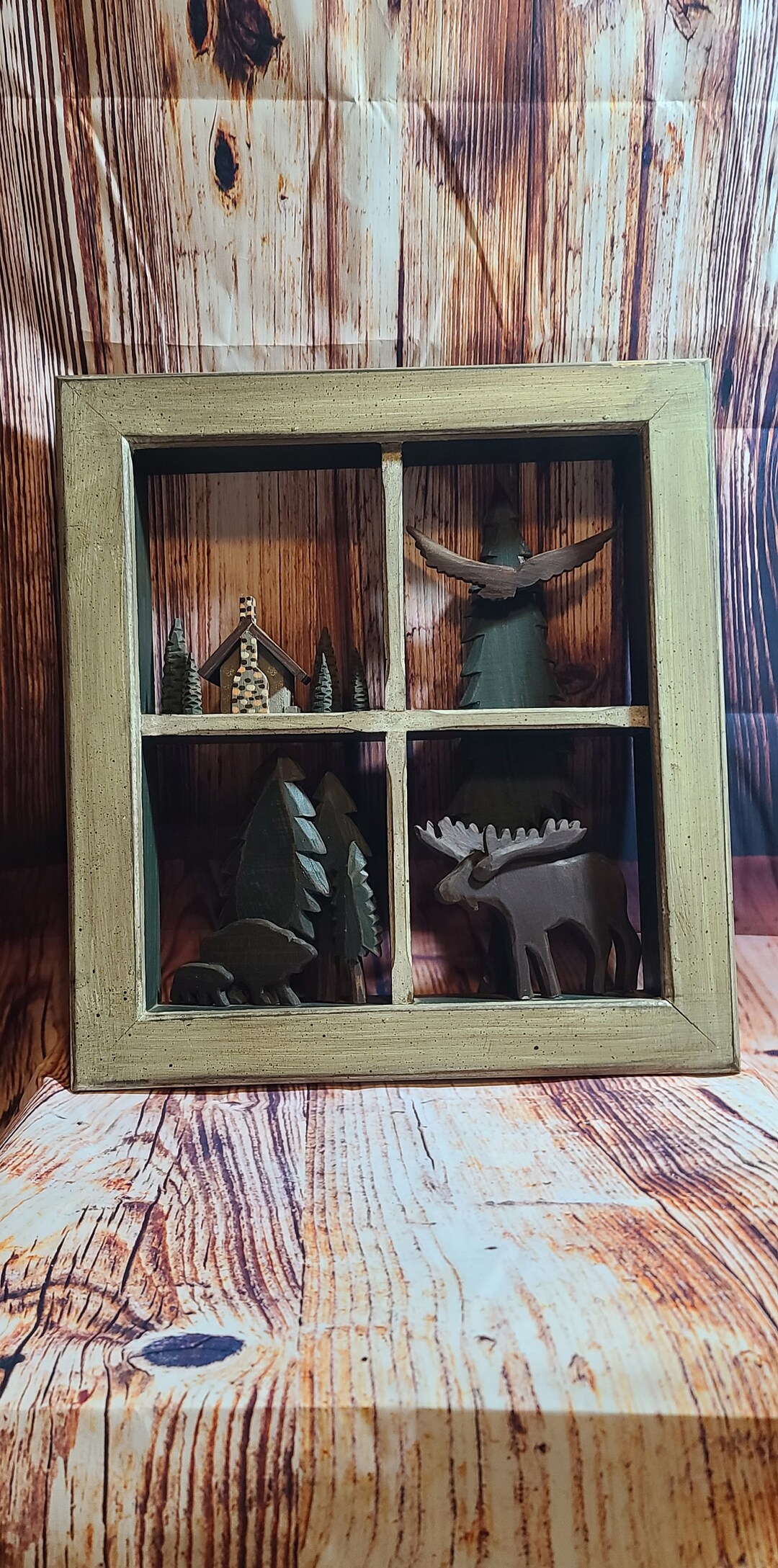 Pre 1990's 3D Wooden Shadow Box Art Picture With Woods Theme - Etsy