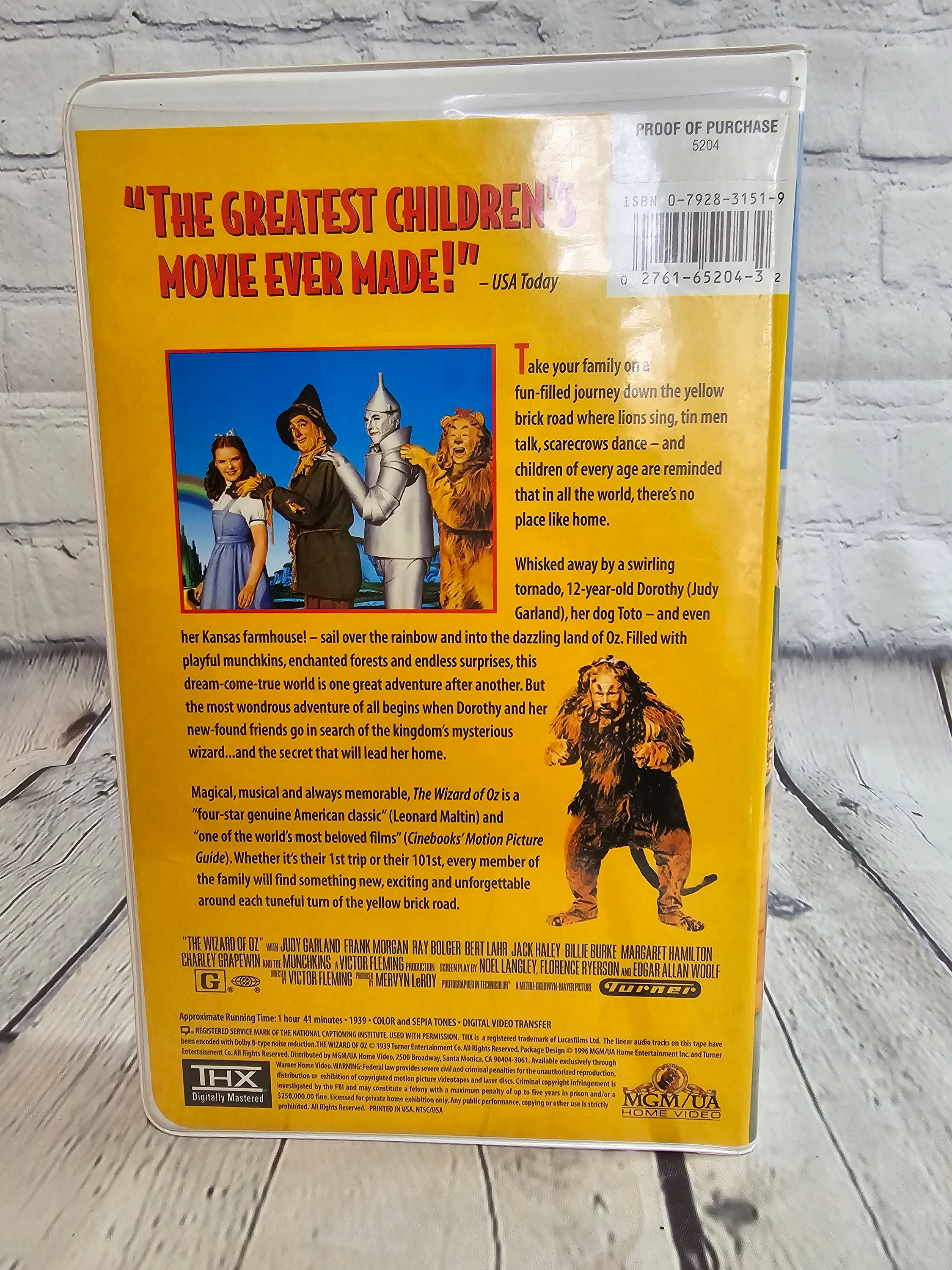 1996 the Wizard of OZ VHS Tape Clamshell Case 1939 Remaster MGM - Etsy