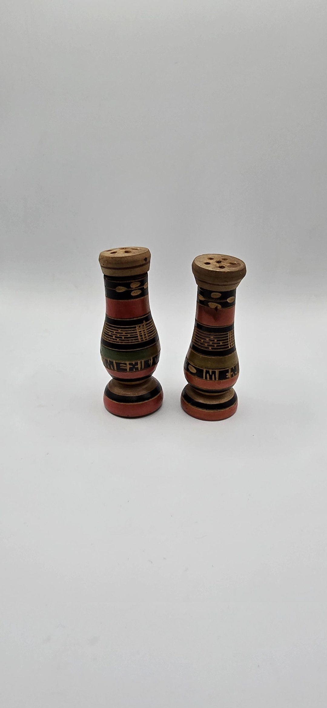 Pre 1960's Wooden Mexico Souvenir Salt and Pepper Shakers Handmade - Etsy