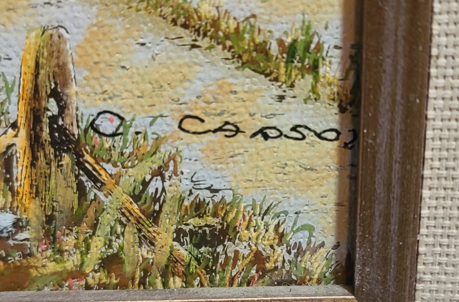 Framed 8 X 10 Original C Carson Oil Painting of Fall Covered Bridge and ...