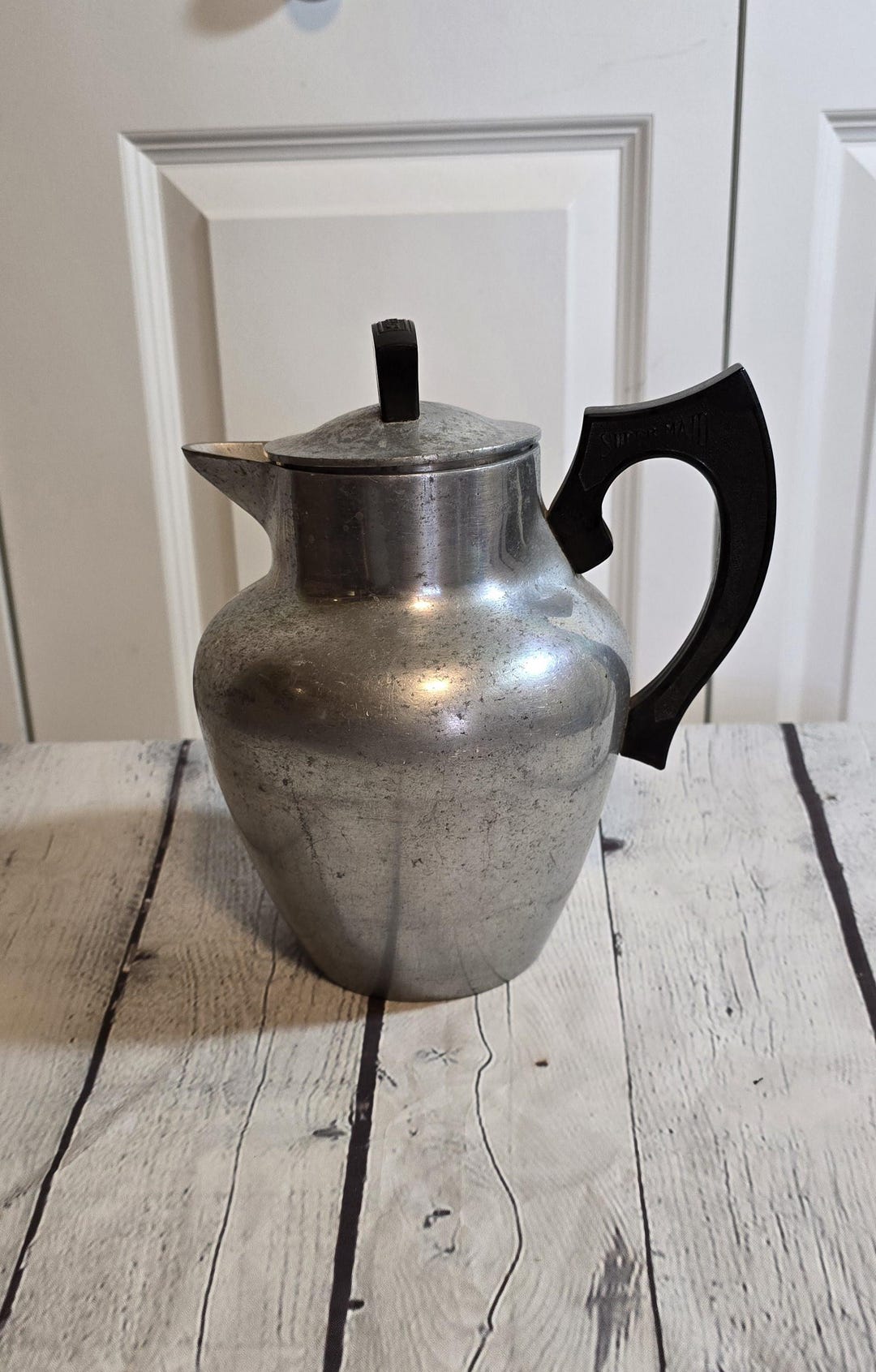 1930's Super Maid Cast Aluminum French Coffee Pot With Inserts and Wood ...