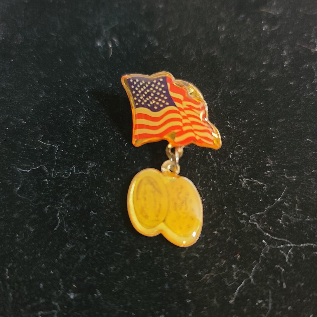 Pre 1970's Ballou Rego American Flag Pin With Hanging Mary Charm - Etsy