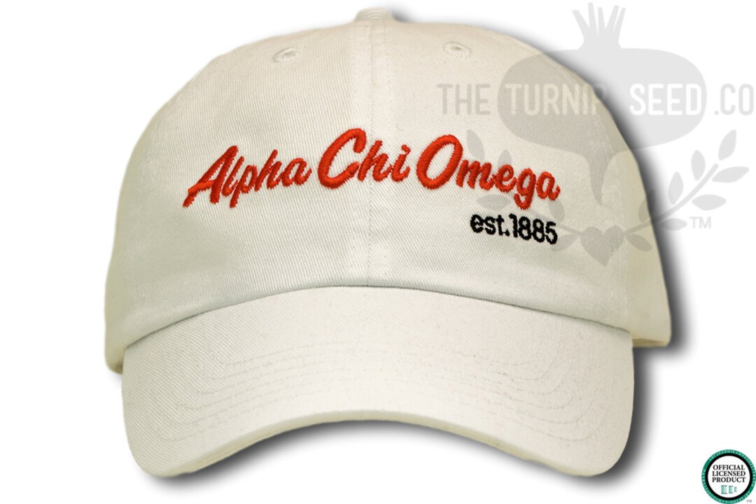 Alpha Chi Omega Baseball Cap - Team Script - Custom Color Hat and ...