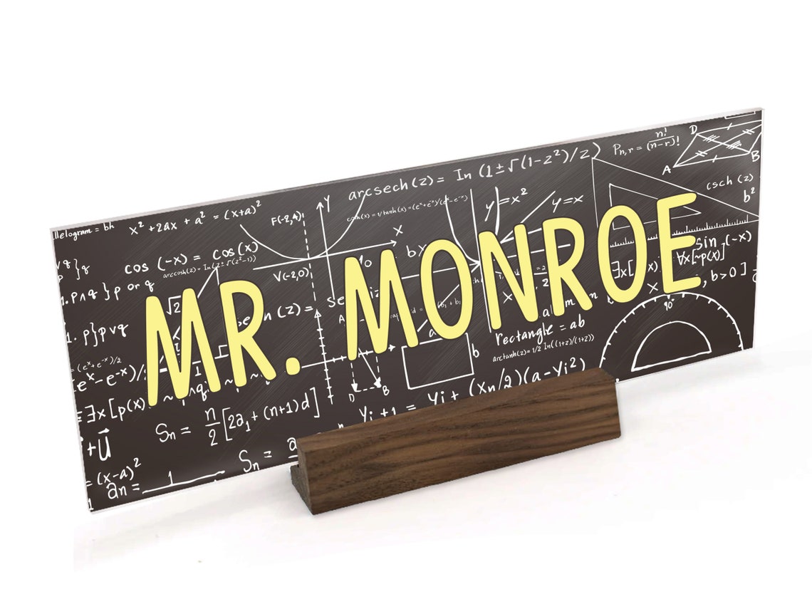 Math Teacher Appreciation Gift Custom Desk Name Plate Plaque- Gift UV ...