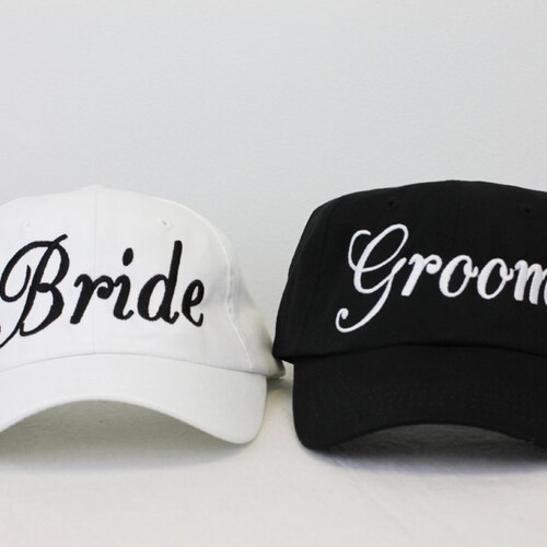 Wedding Bride and Groom Embroidered Baseball Caps - Etsy