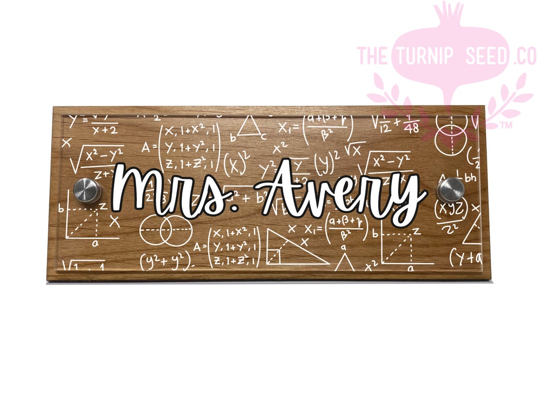 Math Teacher Desk Name Plate With Wood - Wall Mount or Desk ...