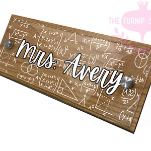 Math Teacher Desk Name Plate With Wood - Wall Mount or Desk ...