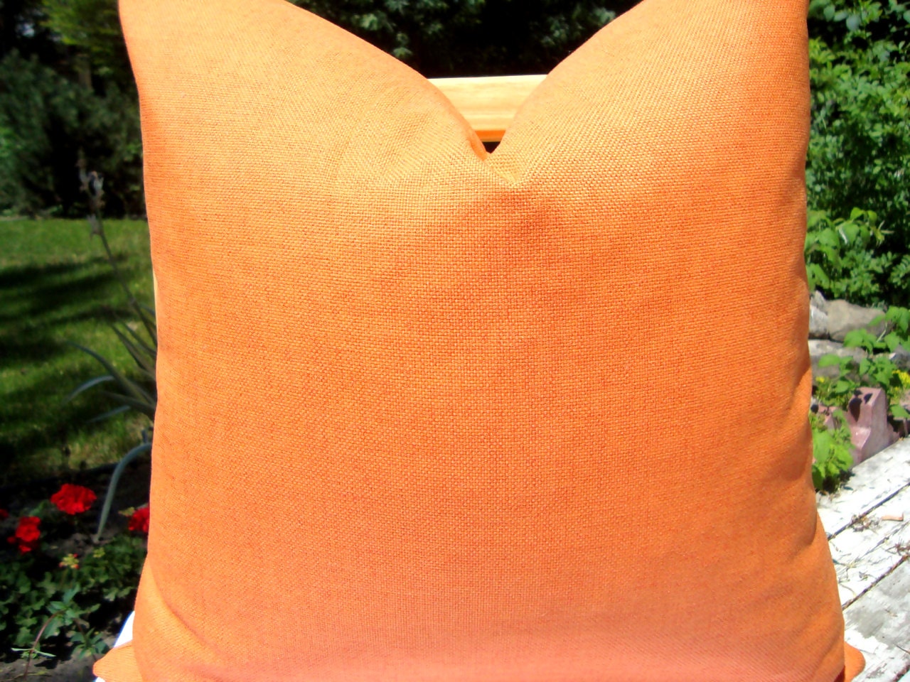 Decorative Designer Orange Solid Indoor/outdoor Pillow Cover 18 X 18 ...