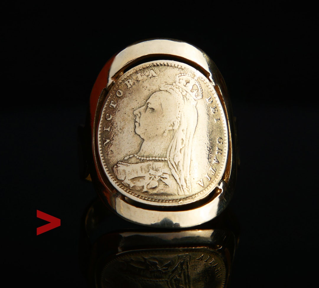 Unisex Ring British Victorian Sovereign Coin Ring Solid 14K - Etsy