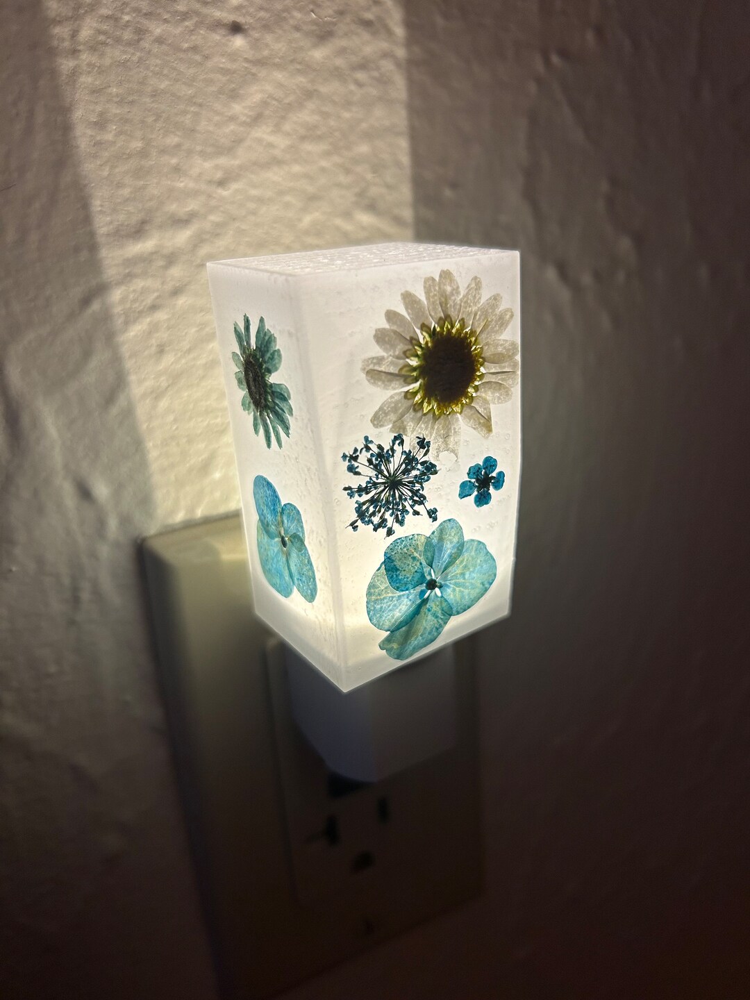 3 Sided Real Pressed Flower Night Light Luminary Light Sensing Night ...