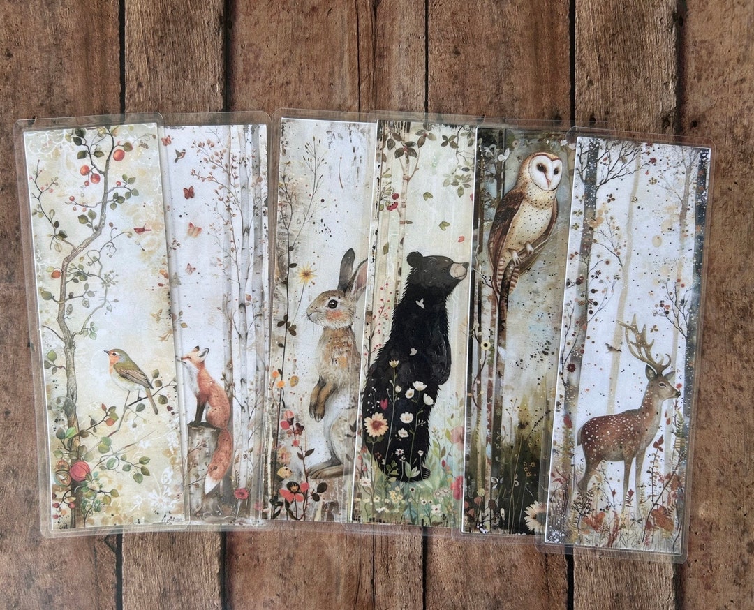 Forest Animals Laminated Bookmark - Book Lover Gift - Bookmark - Animal ...
